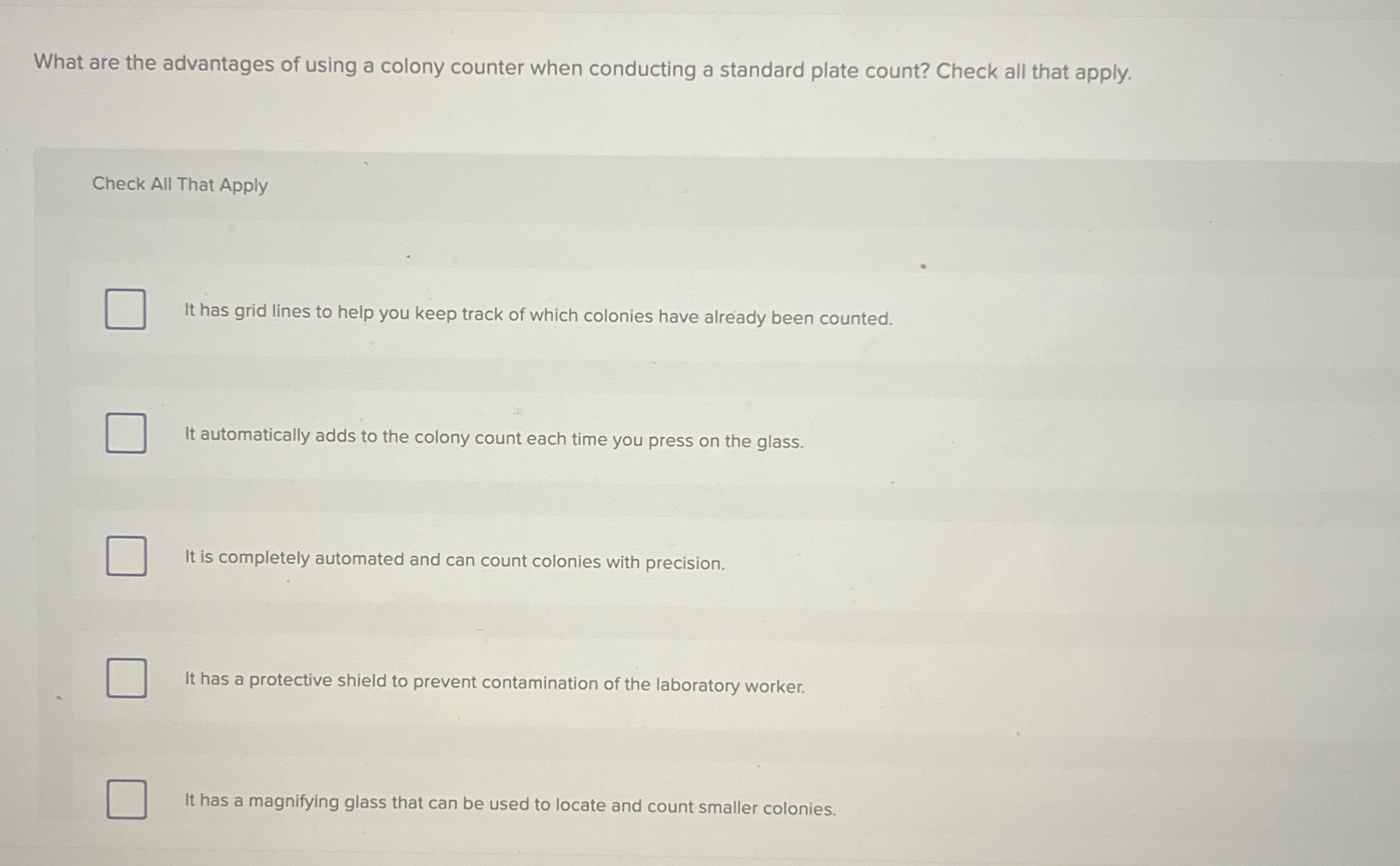 Solved What are the advantages of using a colony counter | Chegg.com