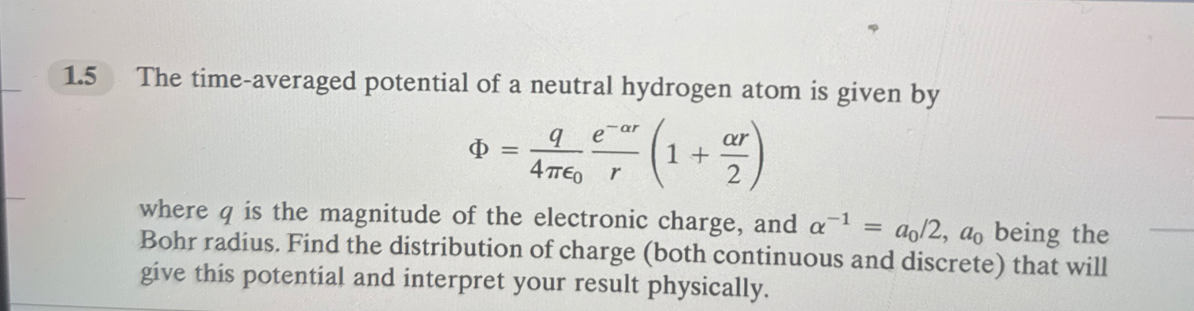 1.5 ﻿The time-averaged potential of a neutral | Chegg.com