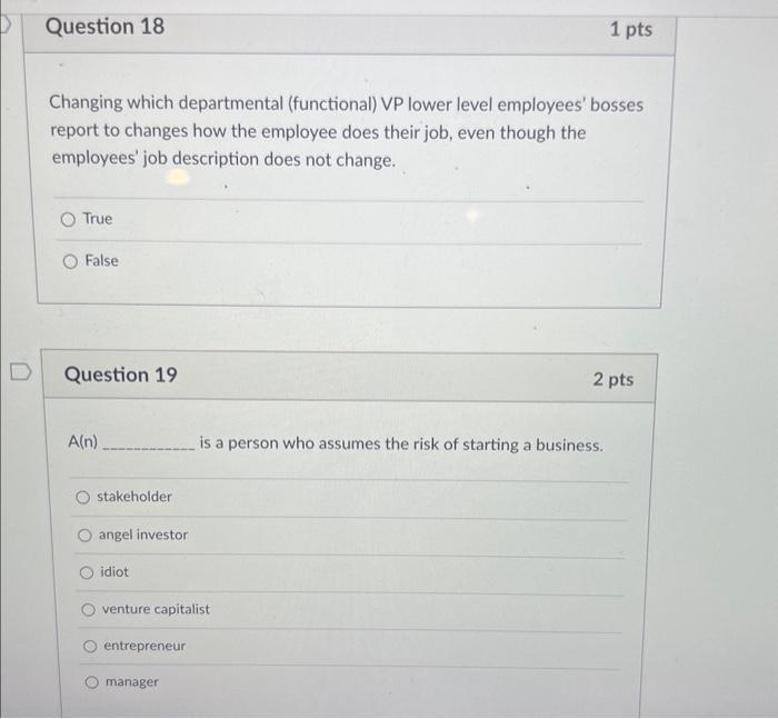 Solved Changing which departmental (functional) VP lower | Chegg.com