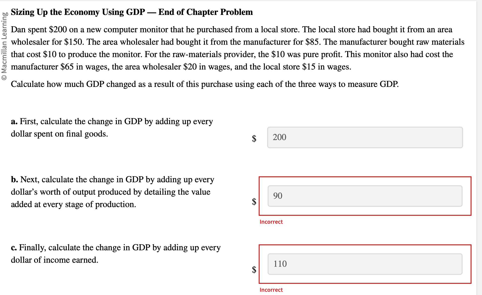 Solved Sizing Up the Economy Using GDP - ﻿End of Chapter | Chegg.com
