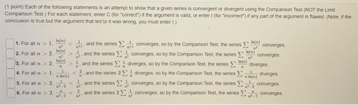 Solved (1 point) Each of the following statements is an | Chegg.com