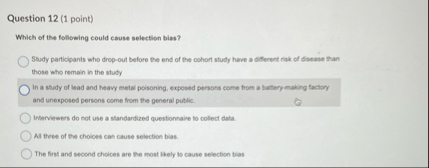 Solved Question 12 (1 ﻿point)Which of the fellowing could | Chegg.com