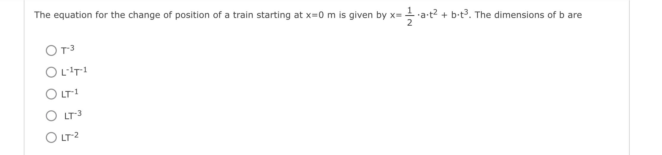 Solved The equation for the change of position of a train | Chegg.com