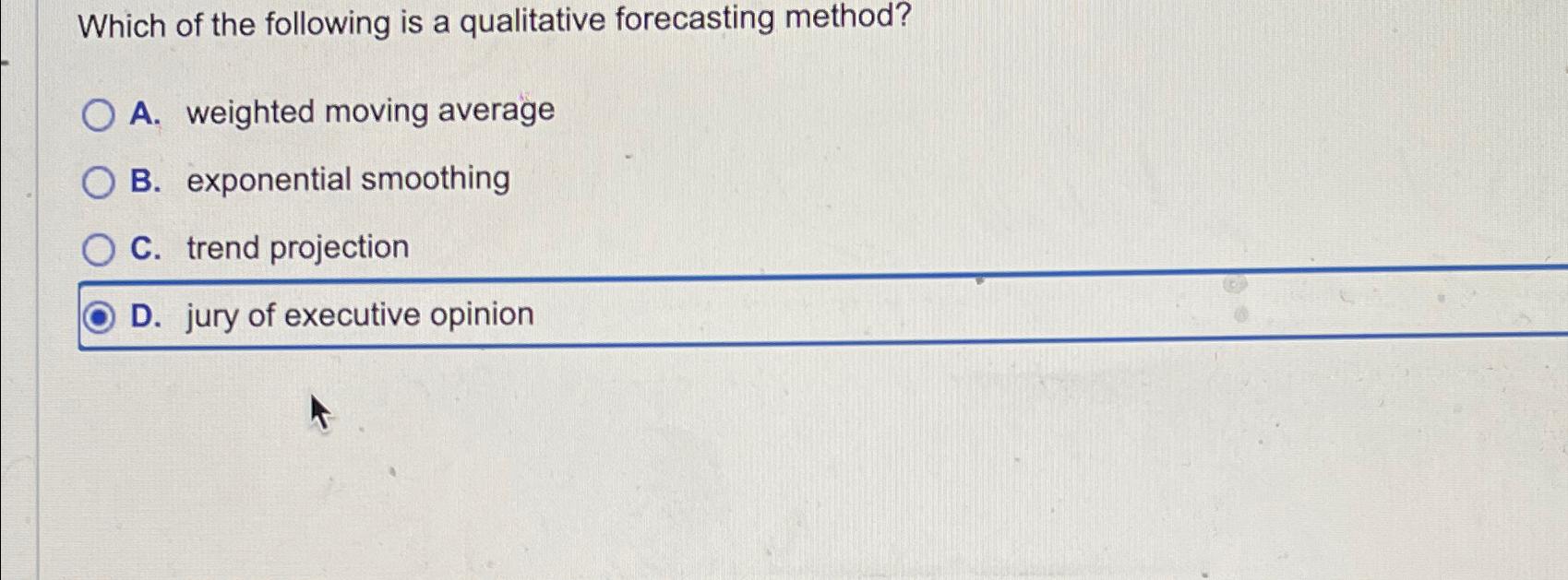 Solved Which of the following is a qualitative forecasting | Chegg.com