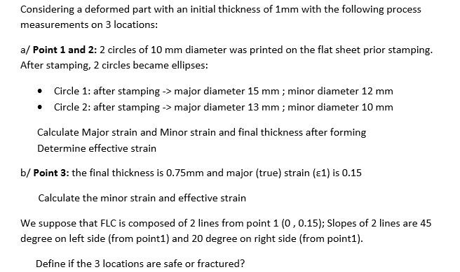 Solved Considering a deformed part with an initial thickness | Chegg.com