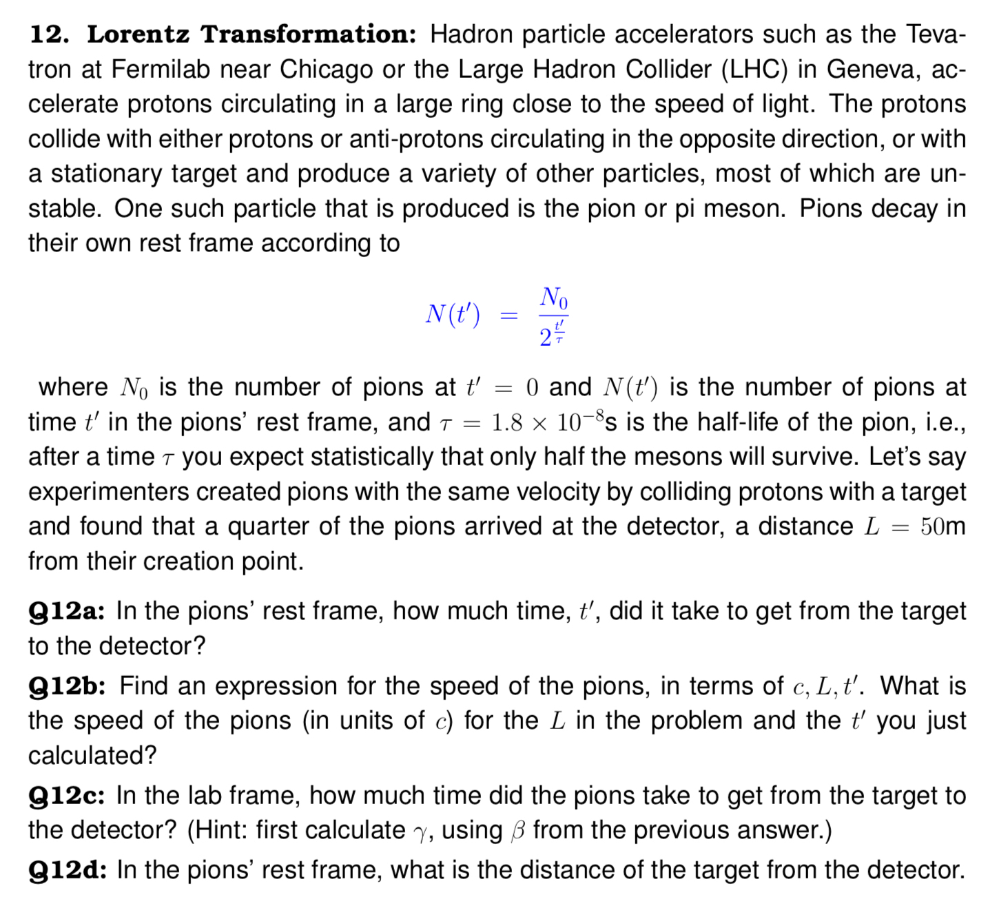 Solved Lorentz Transformation: Hadron particle accelerators | Chegg.com