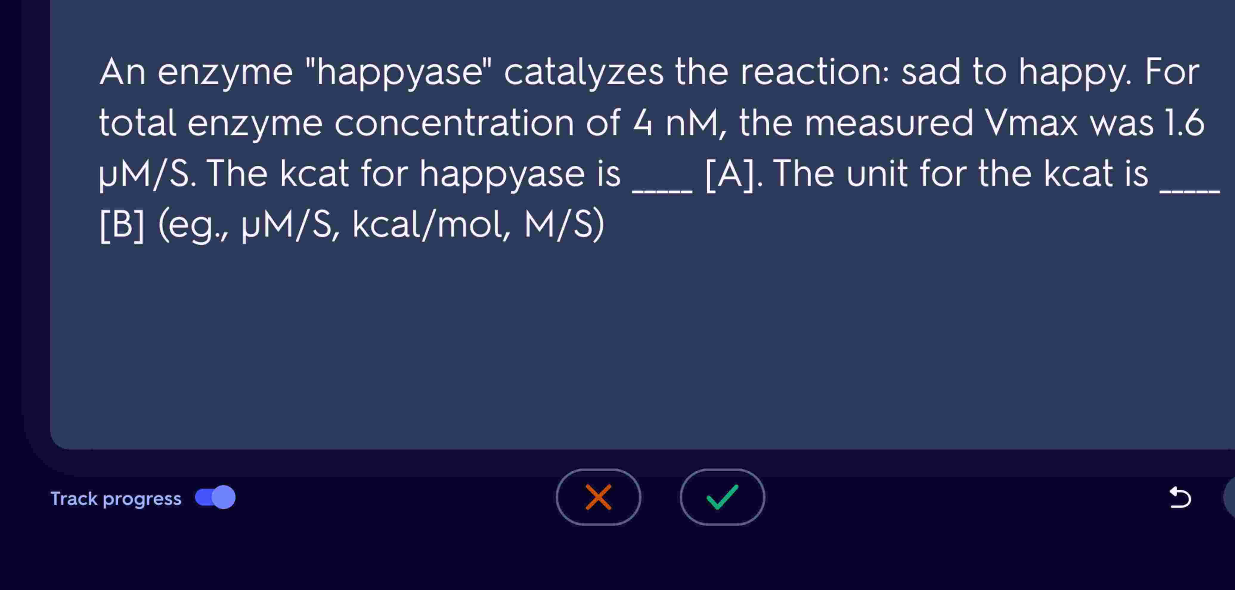 Solved An enzyme "happyase" catalyzes the reaction: sad to | Chegg.com