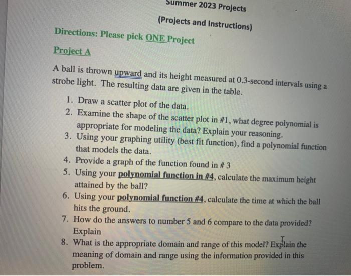 Solved (Projects and Instructions) Directions: Please pick | Chegg.com