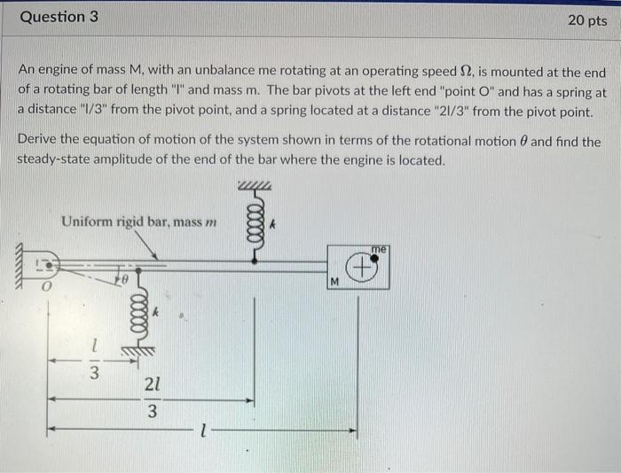 Solved An engine of mass M, with an unbalance me rotating at | Chegg.com
