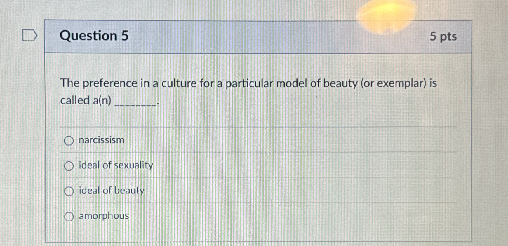 Solved Question 5The preference in a culture for a | Chegg.com
