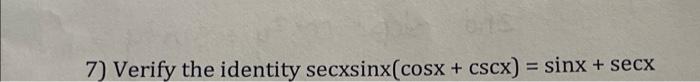 Solved x(cosx+cscx)=sinx+secx | Chegg.com