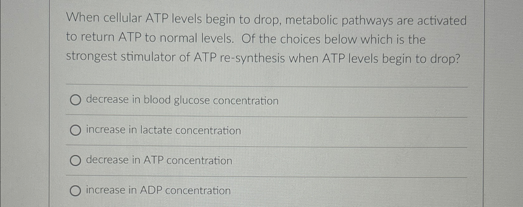 Solved When cellular ATP levels begin to drop, metabolic | Chegg.com