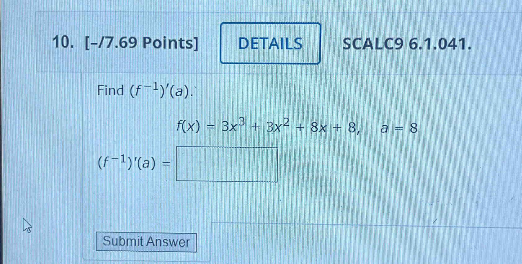 Solved Points]SCALC9 6.1.041.Find | Chegg.com