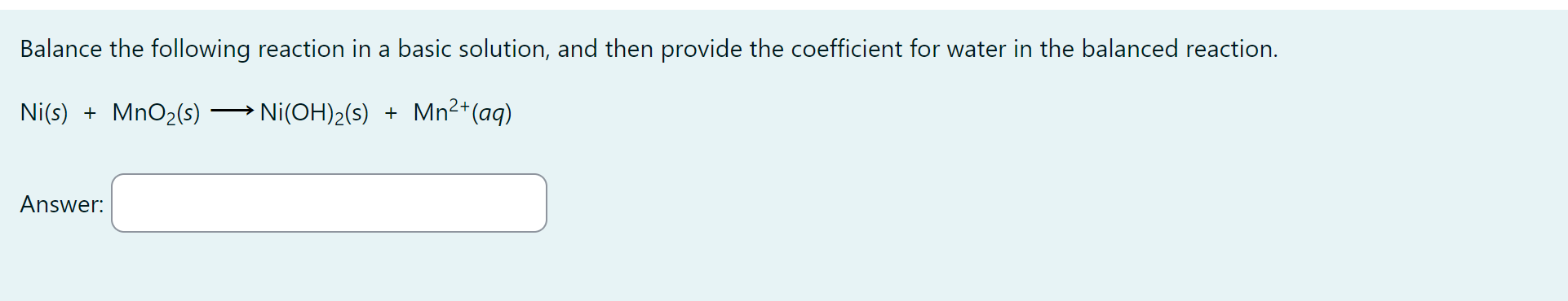 Solved Balance the following reaction in a basic solution, | Chegg.com