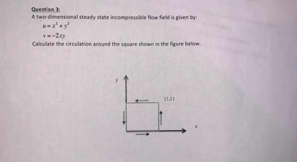 Solved a two dimensional steady state incompressible flow | Chegg.com