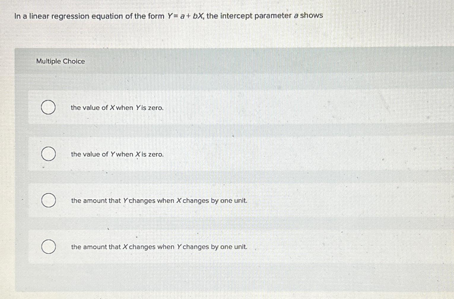 Solved In a linear regression equation of the form Y=a+bx, | Chegg.com