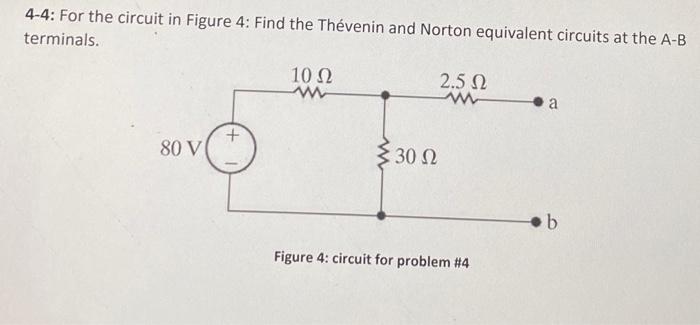 Solved 4-4: For the circuit in Figure 4: Find the Thévenin | Chegg.com