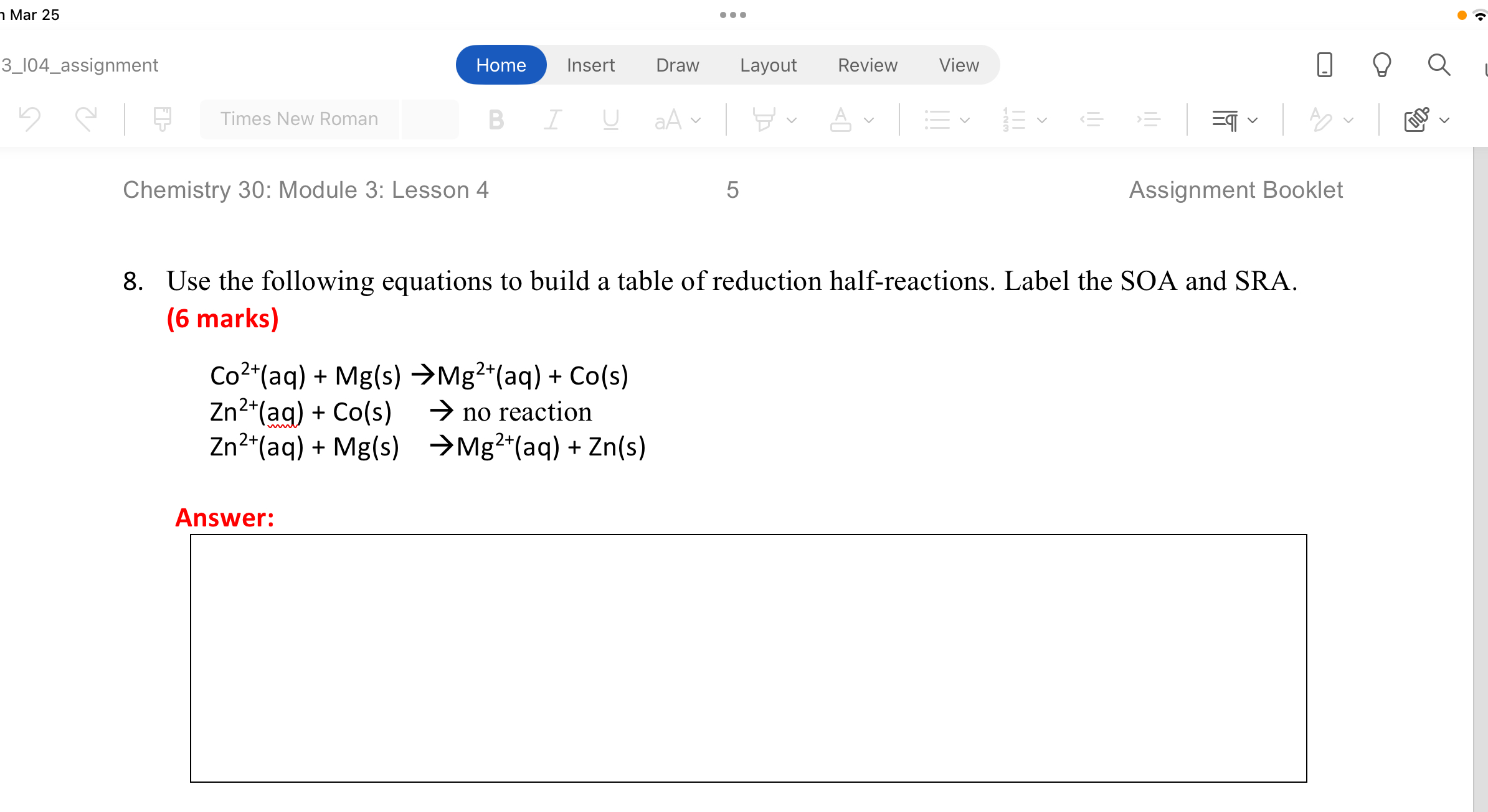 Solved Mar | Chegg.com