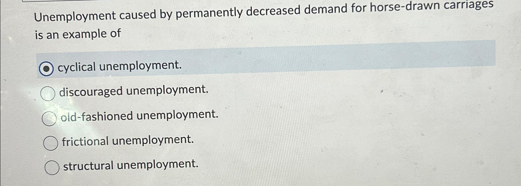 Solved Unemployment caused by permanently decreased demand | Chegg.com