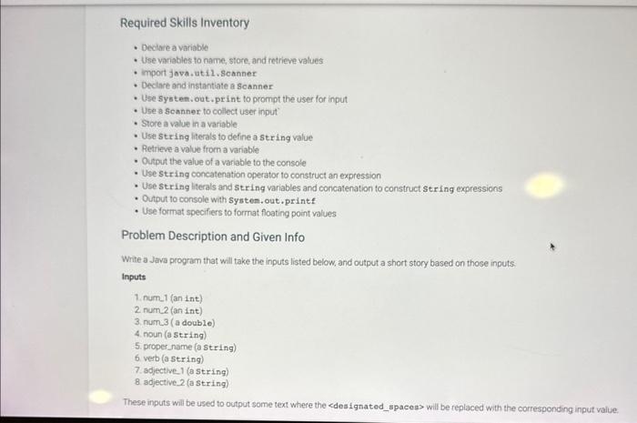 Solved 6.10 Mad Lib (Individual Assignment) This is an | Chegg.com