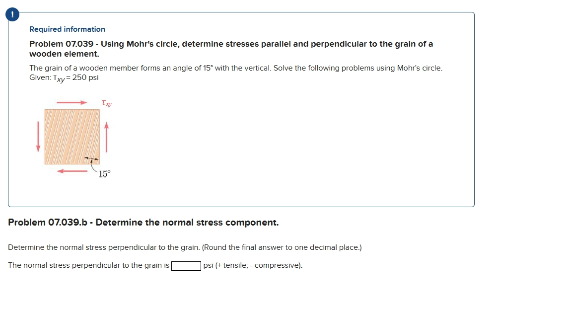 Solved Required information Problem 07.039 - Using Mohr's | Chegg.com