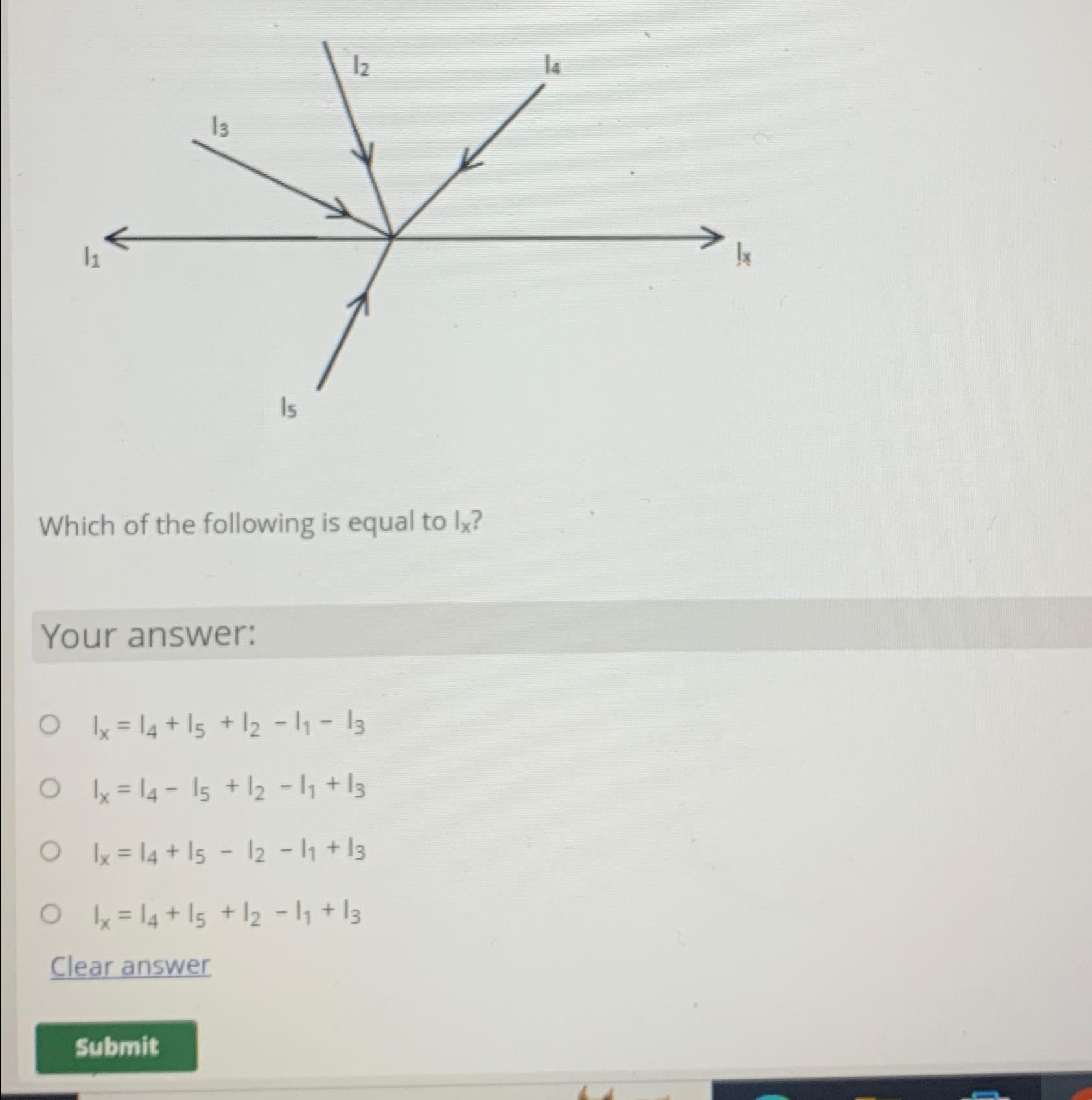 Solved Which of the following is equal to Ix ?Your | Chegg.com