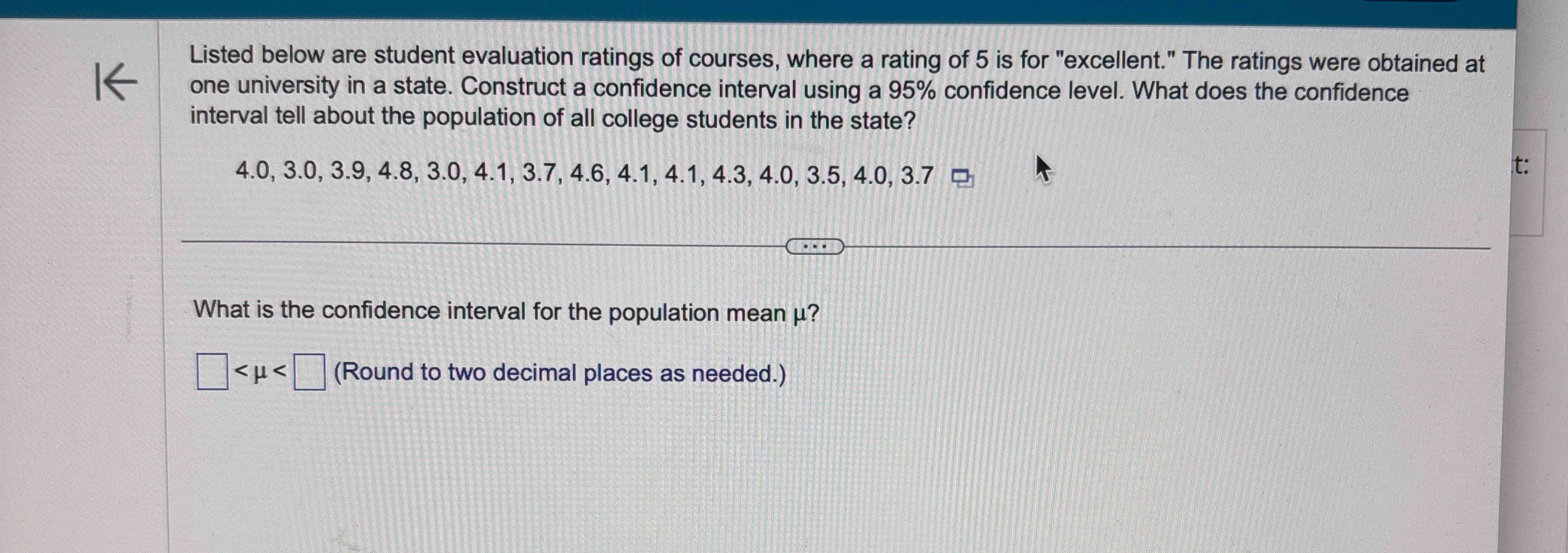 Solved Listed below are student evaluation ratings of | Chegg.com