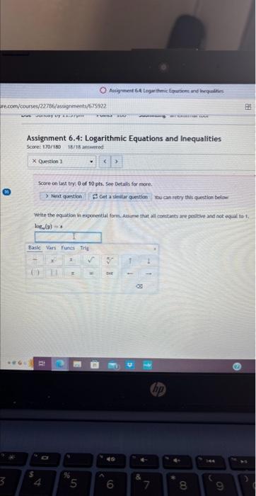 Solved Assignment 6.4: Logarithmic Equations and | Chegg.com