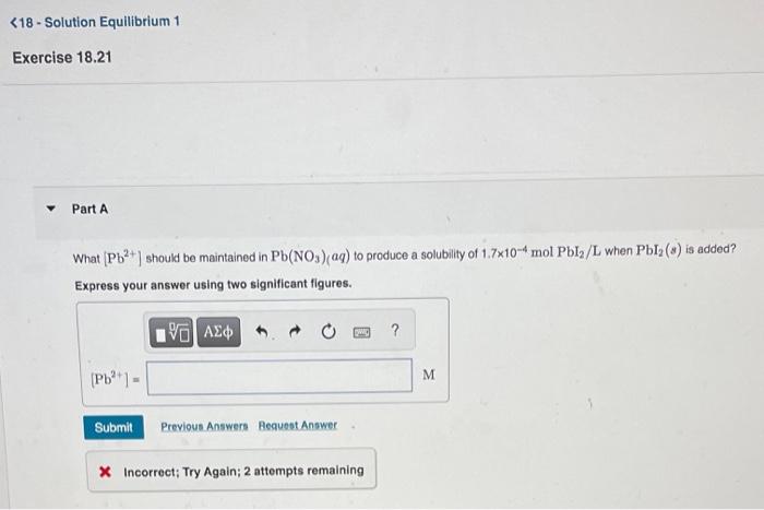 Solved What [Pb2+] should be maintained in Pb(NO3)(aq) to | Chegg.com