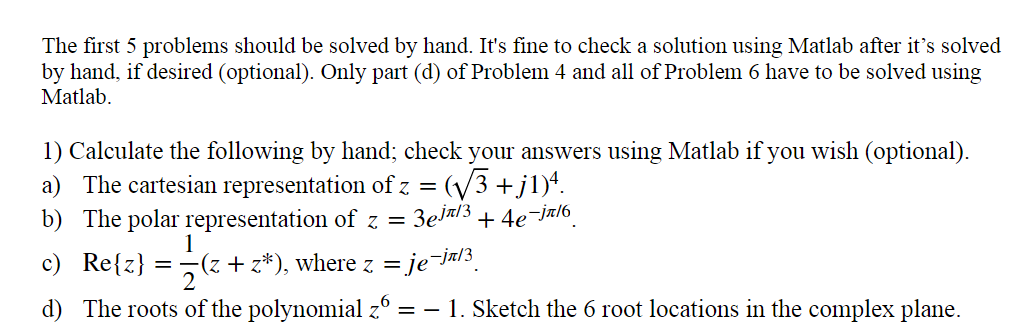 Solved The first 5 ﻿problems should be solved by hand. It's | Chegg.com