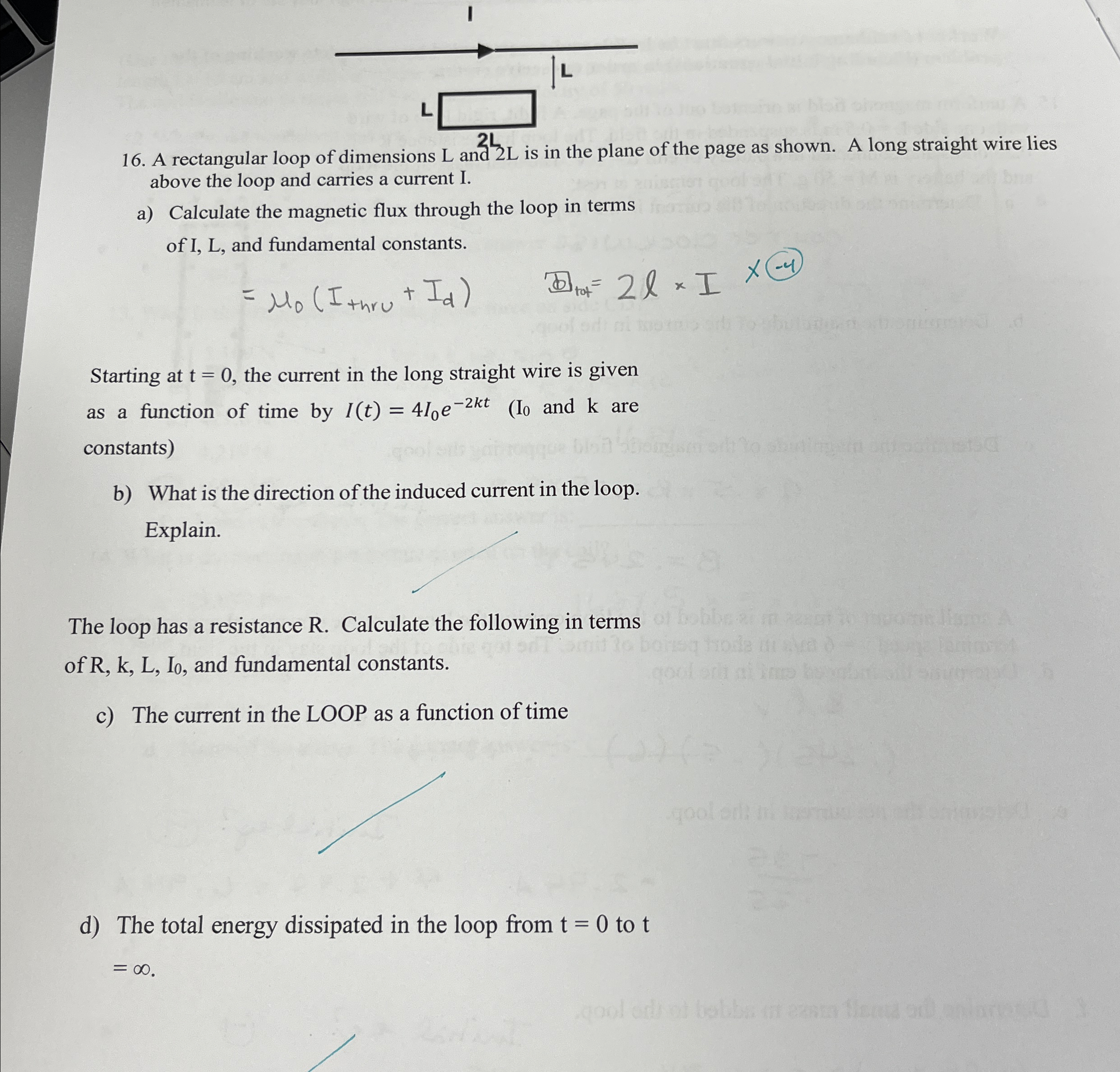 Solved A rectangular loop of dimensions L ﻿and 2L ﻿is in the | Chegg.com