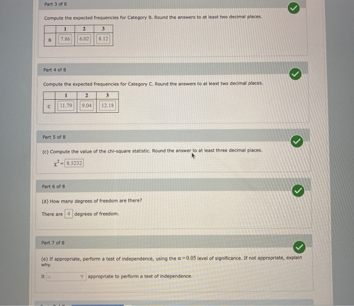 Solved For the given table of observed frequencies: 3 1 11 7 | Chegg.com
