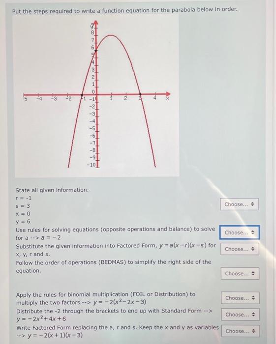 Solved Put the steps required to write a function equation | Chegg.com