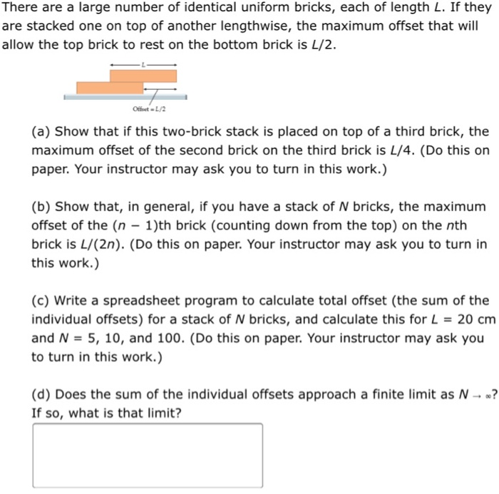Solved There are a large number of identical uniform bricks, | Chegg.com
