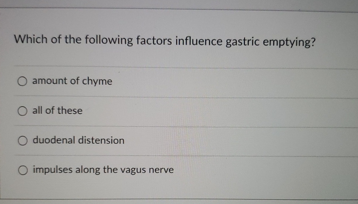 Solved Which of the following factors influence gastric | Chegg.com