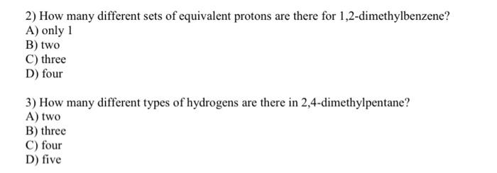 Solved 2) How many different sets of equivalent protons are | Chegg.com