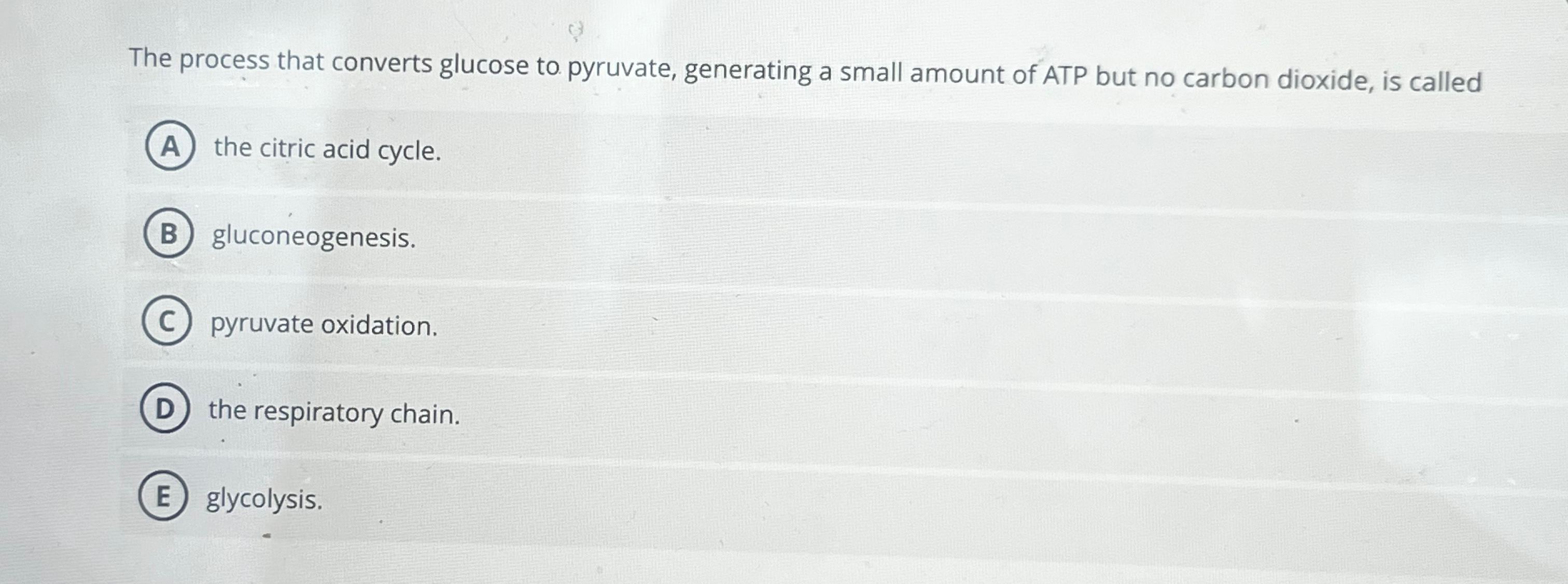 Solved The process that converts glucose to pyruvate, | Chegg.com