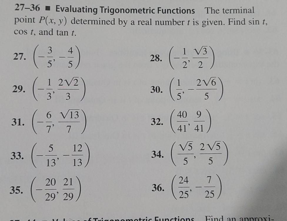 Solved 27–36 - Evaluating Trigonometric Functions The | Chegg.com