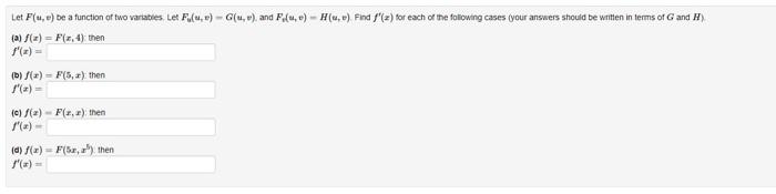 Solved Let F(u,v) be a function of two variaties Let | Chegg.com
