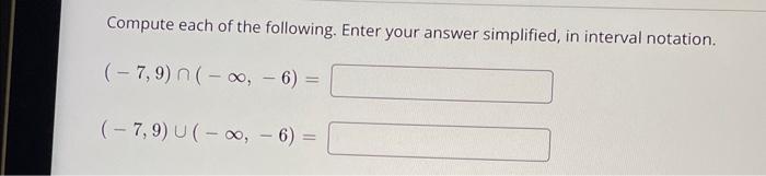 Solved Compute each of the following. Enter your answer | Chegg.com
