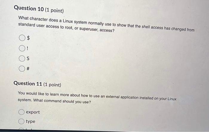 Solved What character does a Linux system normally use to | Chegg.com