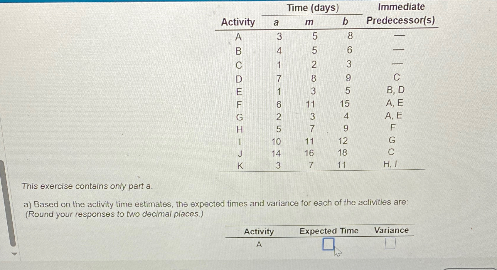 Solved \table[[,Time | Chegg.com