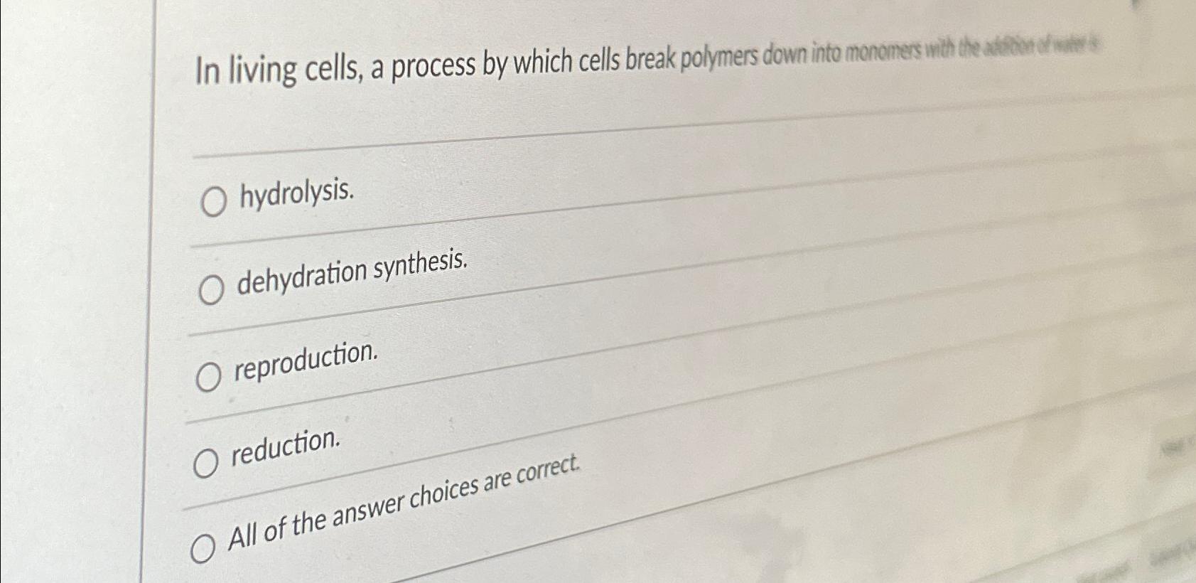 Solved hydrolysis.dehydration | Chegg.com