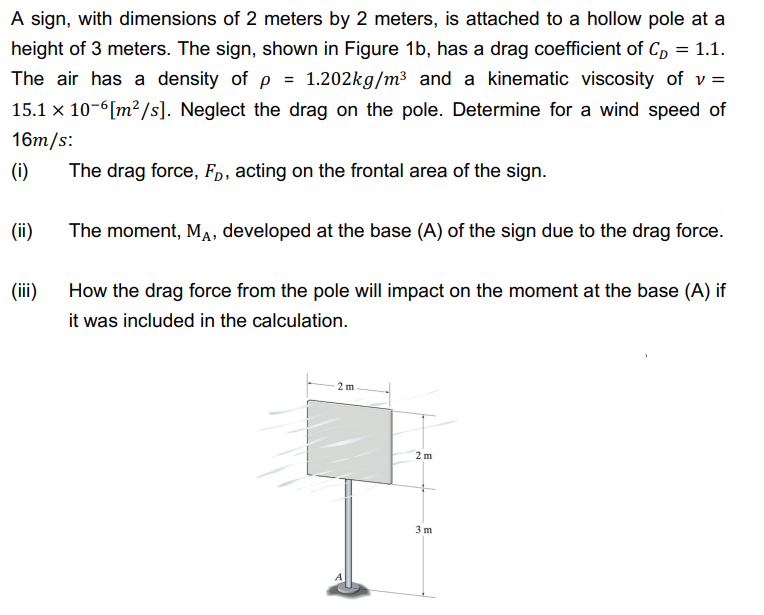 Solved A sign, with dimensions of 2 ﻿meters by 2 ﻿meters, is | Chegg.com