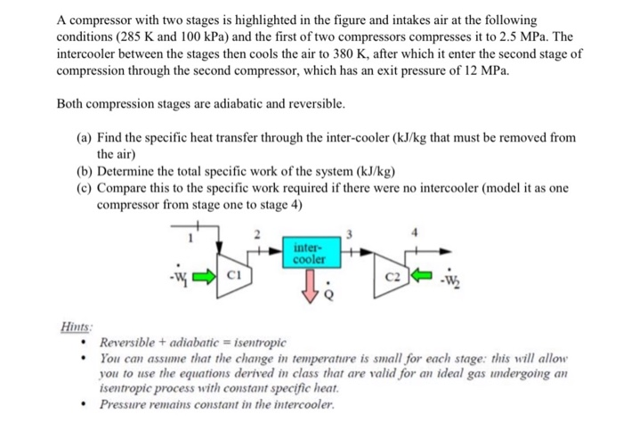 Solved A compressor with two stages is highlighted in the | Chegg.com