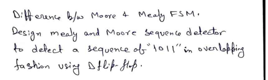 Solved Difference b/w Moore 4 Mealy FSM. Design mealy and | Chegg.com Solved Difference b/w Moore 4 Mealy FSM. Design mealy and | Chegg.com