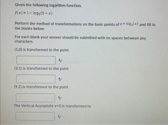 Solved Given the following logarithm function, | Chegg.com