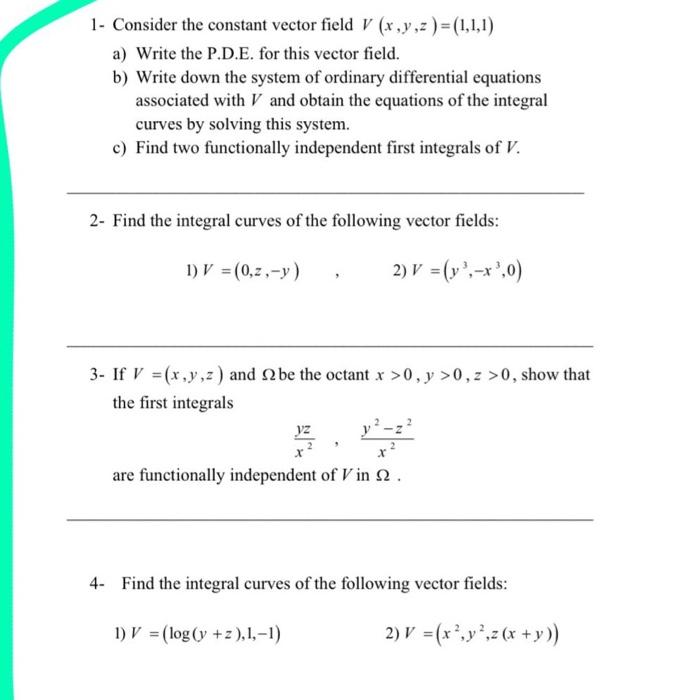 Solved 1- Consider the constant vector field V | Chegg.com