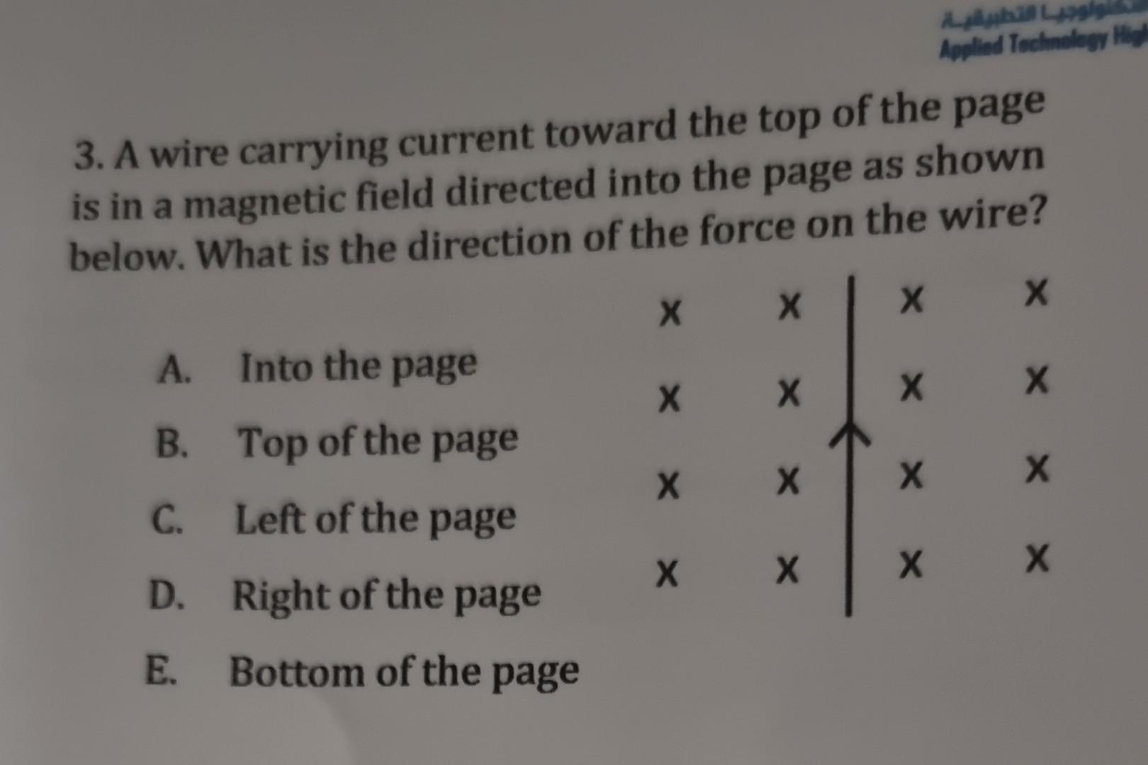 Solved 3. A wire carrying current toward the top of the page | Chegg.com