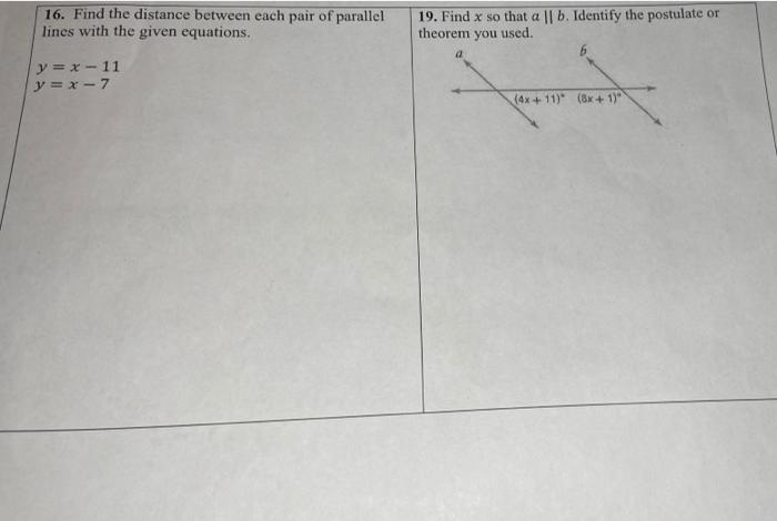 Solved 16. Find the distance between each pair of parallel | Chegg.com